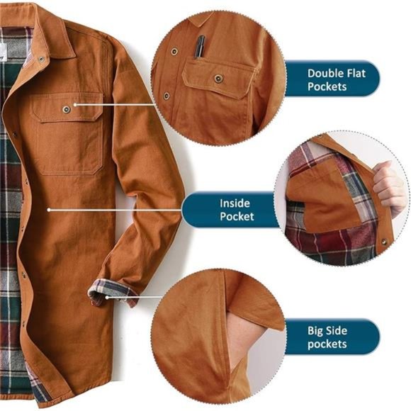 Jackets & Coats | Mens Heavyweight Canvas Flannel Lined Shirt Jacket ...